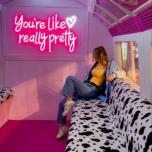 Brochao You're Like Really Pretty Neon Sign LED Neon Light for Wall White Neon Signs for Bachelorette Party Birthday Engagement Party Wedding Decoration with Switch (16" x 11")