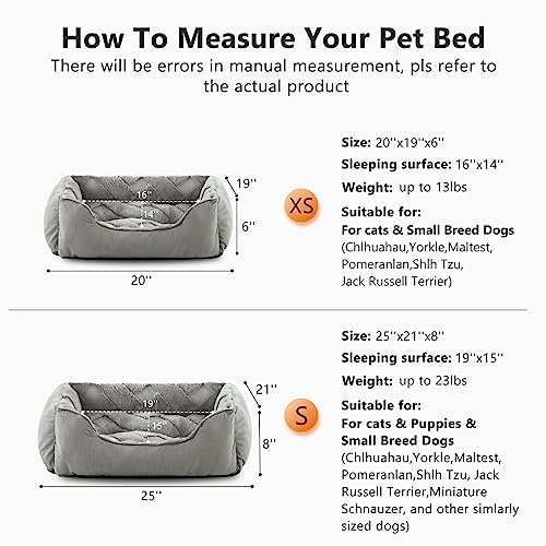 MIXJOY Dog Bed for Large, Medium, Small Dogs - Rectangle Washable Sleeping Puppy Sofa, Orthopedic Pet Bed, Soft Calming for Indoor Cats, Anti-Slip Bottom With Multiple Sizes (20'', Gray)