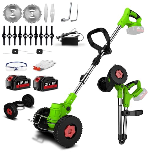 Cordless Weed Wacker,Battery Powered Weed Wacker 3 in 1 Rechargeable Weed Wacker Electric for Lawn Garden Yard, Includes 2 * 3.aH Batteries