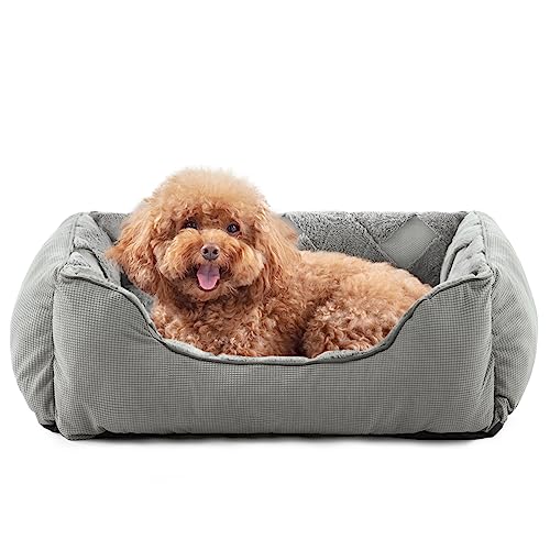 MIXJOY Dog Bed for Large, Medium, Small Dogs - Rectangle Washable Sleeping Puppy Sofa, Orthopedic Pet Bed, Soft Calming for Indoor Cats, Anti-Slip Bottom With Multiple Sizes (20'', Gray)
