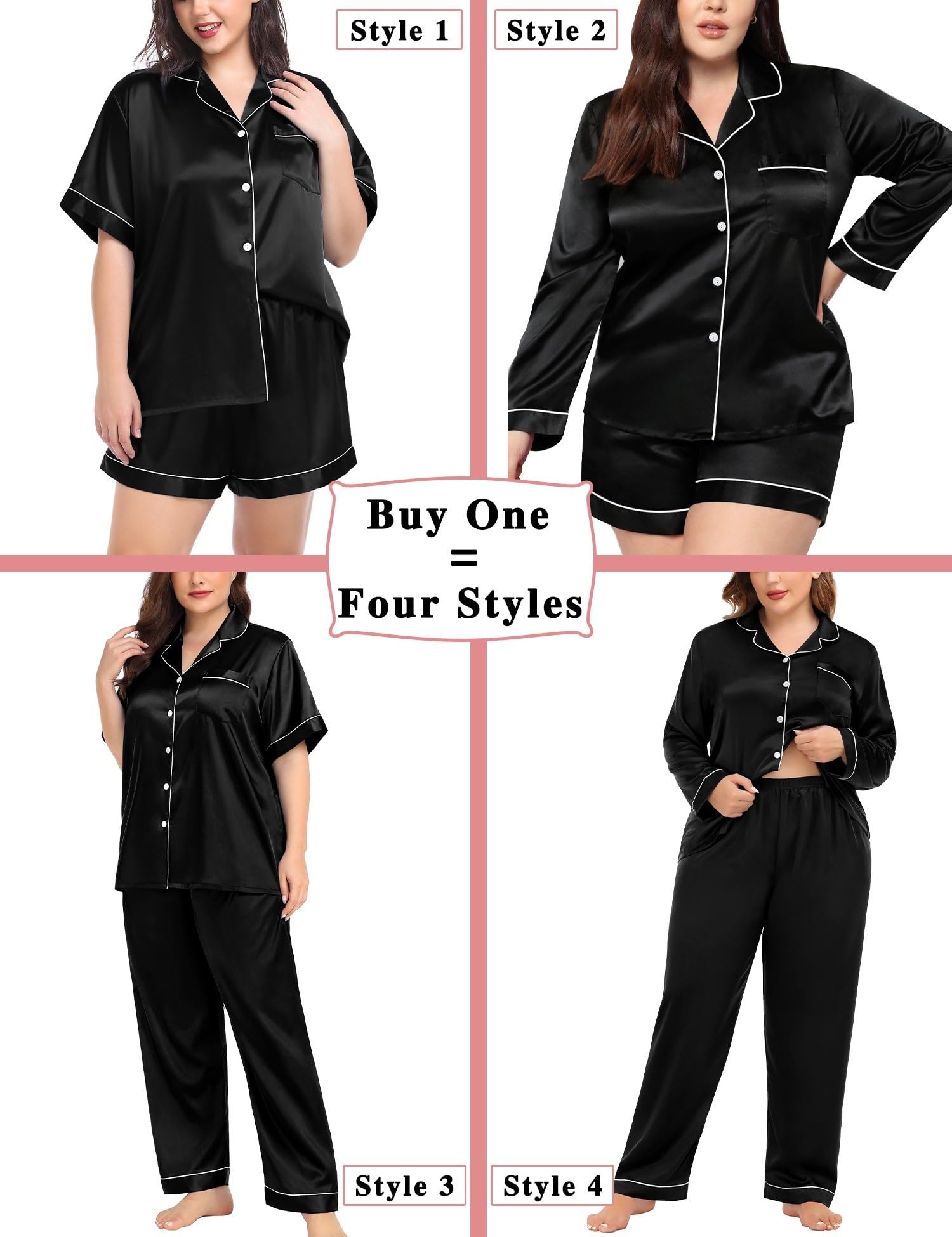 SWOMOG Pajamas Set Women’s Long Sleeve Sleepwear Soft Modal Classic Loungewear Pj Set Black