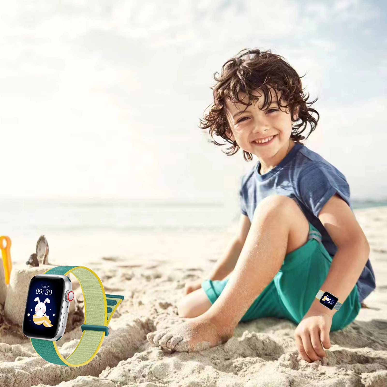 SMARTVIN for Kids Apple Watch Band,Compatible with Apple Watch Series 7/6/5/4/3/2/1/SE 38mm 40mm 41mm,Breathable Soft Nylon Loop Sport Replacement Strap for Boy Girl Small Wrist.
