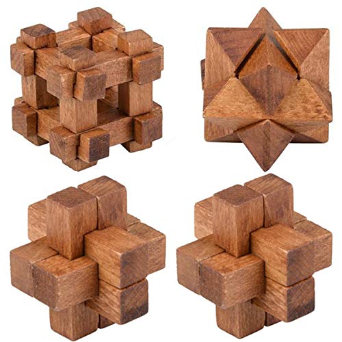 Mini Wooden Brain Teaser 3-D Puzzles 1.75β β 8 pk - Party Favors, Stocking Stuffers, Goody Bags, Classroom Prizes