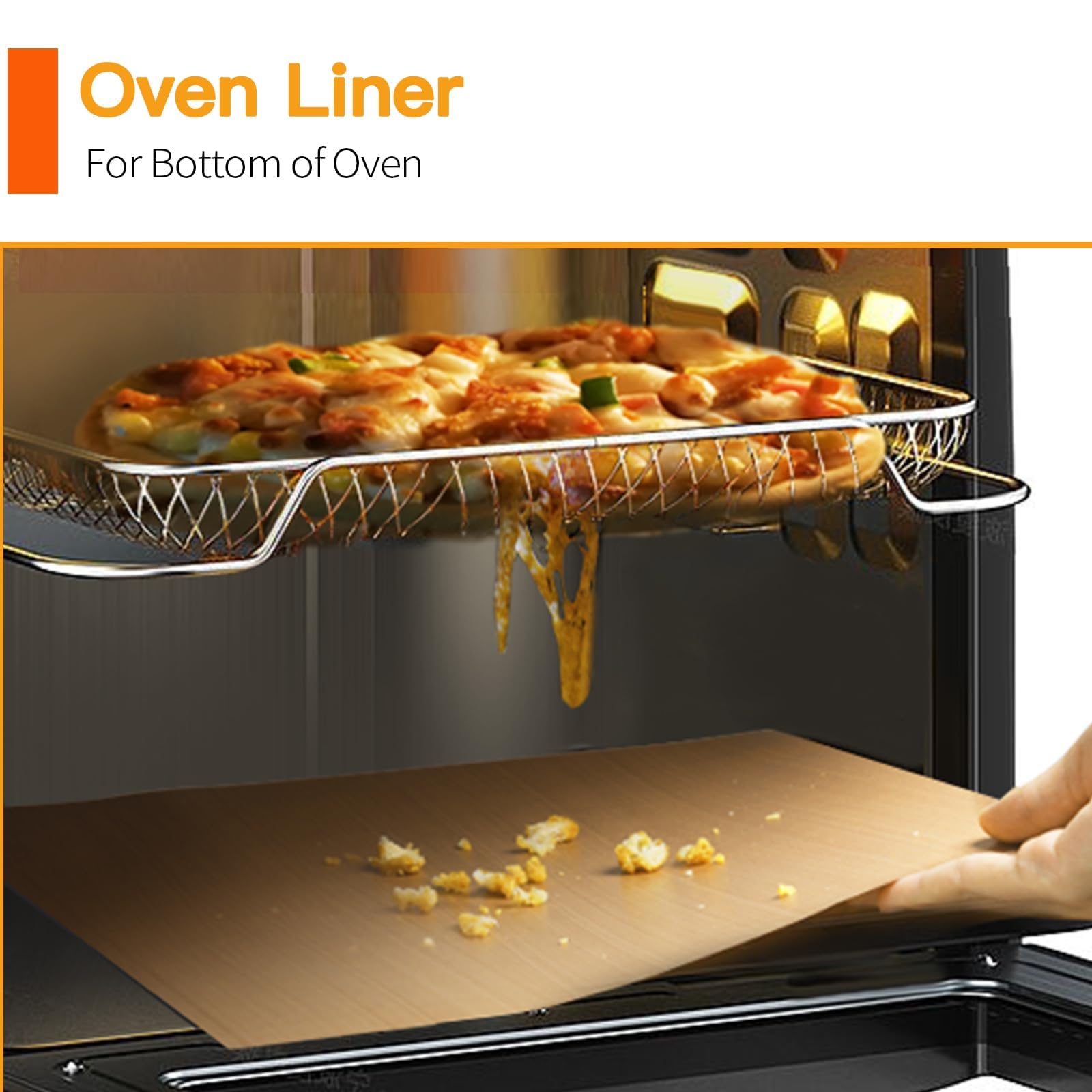 SKYBD 2 Pack Oven Liners for Bottom of Oven, Reusable - Heavy Duty Non-stick Teflon Mats 16"x 24", Easy to Clean - Electric Gas Oven Floor Protector Liner -Reduce Food Spills and Stuck (Copper, 2)