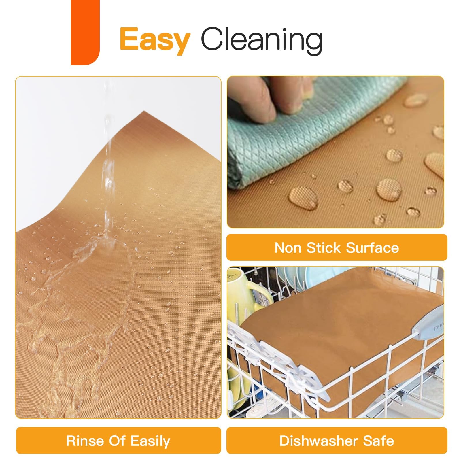 SKYBD 2 Pack Oven Liners for Bottom of Oven, Reusable - Heavy Duty Non-stick Teflon Mats 16"x 24", Easy to Clean - Electric Gas Oven Floor Protector Liner -Reduce Food Spills and Stuck (Copper, 2)