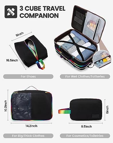 LOVEVOOK Travel Backpack for Men & Women, 40L Carry On Backpack Flight Approved, Expandable Anti-Theft Waterproof Backpack, Personal Item Bag with Laptop Compartment, USB Port, Black