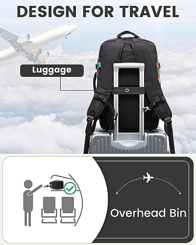 LOVEVOOK Travel Backpack for Men & Women, 40L Carry On Backpack Flight Approved, Expandable Anti-Theft Waterproof Backpack, Personal Item Bag with Laptop Compartment, USB Port, Black