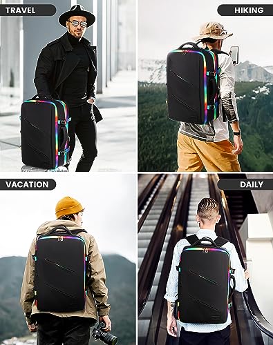 LOVEVOOK Travel Backpack for Men & Women, 40L Carry On Backpack Flight Approved, Expandable Anti-Theft Waterproof Backpack, Personal Item Bag with Laptop Compartment, USB Port, Black