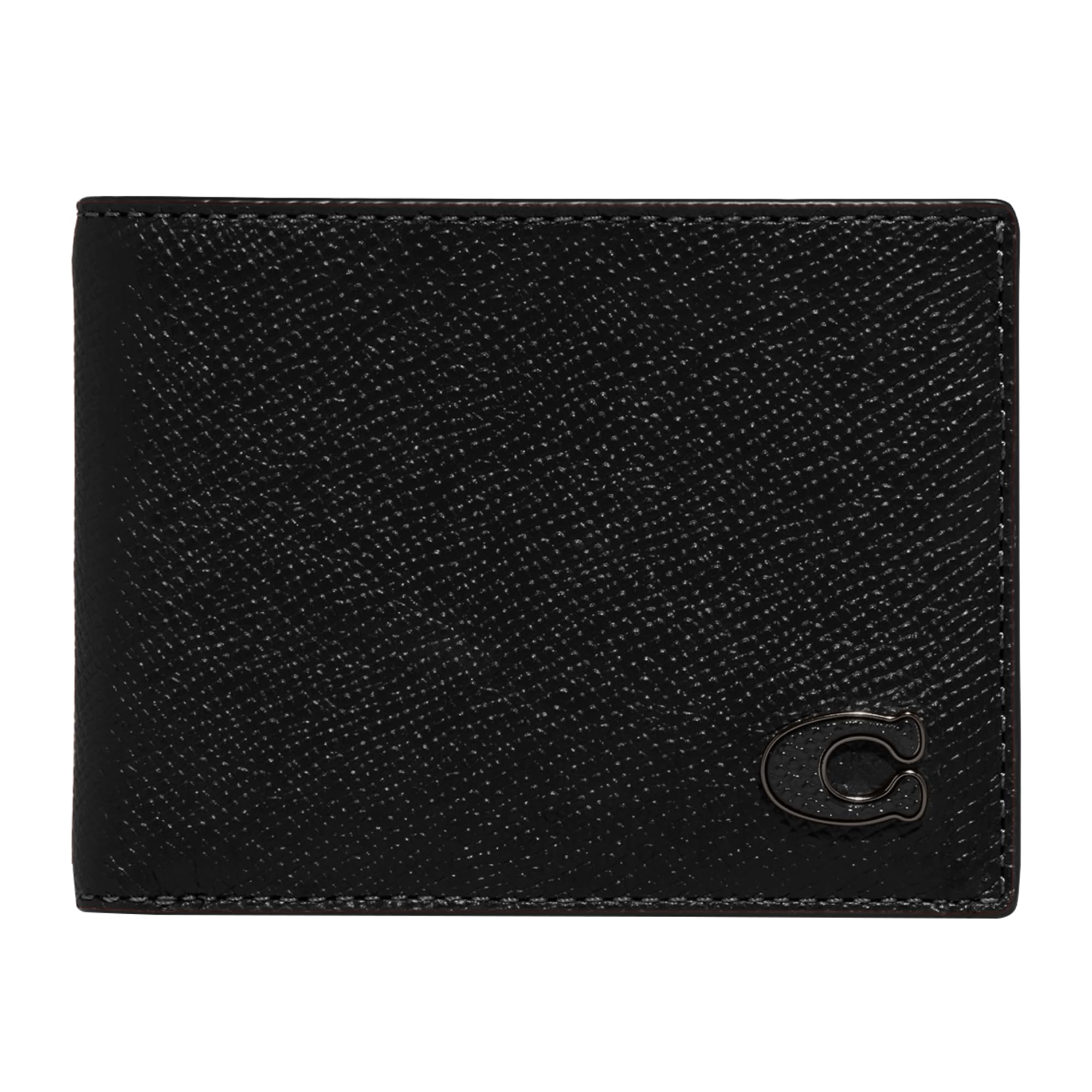 Coach Slim Billfold in Cross Grain Leather, Black, One Size