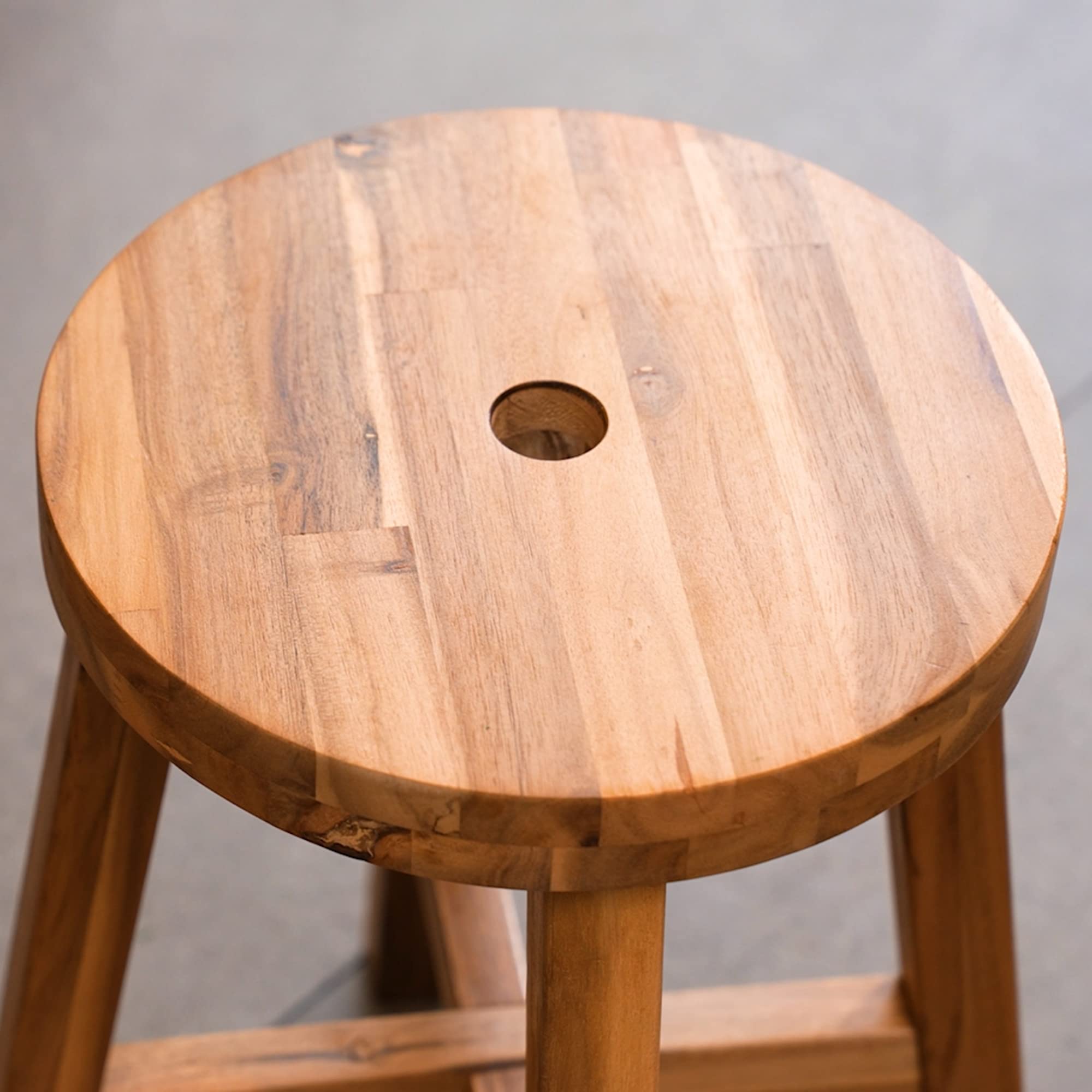 Tomile Acacia Wood Stool Round Top Chairs Best Ideas End Tables for Sofas Sub-Stool for Living Room Bedside Strong Weight Capacity Upto 350 LBS, Natural Color