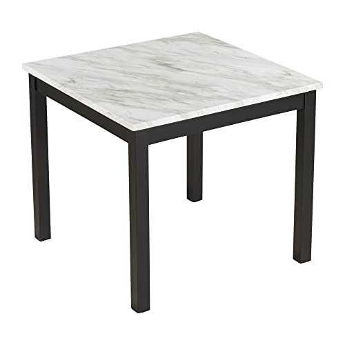 Dining Table Set of 5, Kitchen Chairs Table Set with 1 Faux Marble Dining Rectangular Table & 4 Velvet Upholstered-Seat Dining Chairs, Counter Height Chairs Table Set for Dinette Living Room, Gray