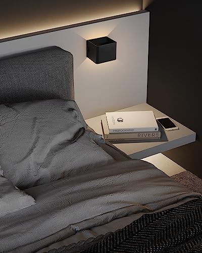 pasentel Indoor LED Motion Sensor Wall Lamp with Button Switch, Cordless Rechargeable USB Wall Sconce Lights Battery Powered Bedside Lamps for Bedroom Children's Room(Black, 3000K), BD026-LED-BK1