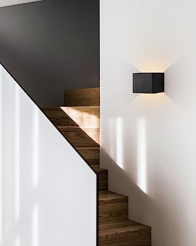 pasentel Indoor LED Motion Sensor Wall Lamp with Button Switch, Cordless Rechargeable USB Wall Sconce Lights Battery Powered Bedside Lamps for Bedroom Children's Room(Black, 3000K), BD026-LED-BK1
