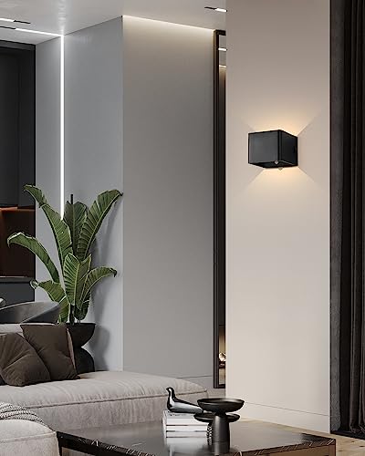 pasentel Indoor LED Motion Sensor Wall Lamp with Button Switch, Cordless Rechargeable USB Wall Sconce Lights Battery Powered Bedside Lamps for Bedroom Children's Room(Black, 3000K), BD026-LED-BK1