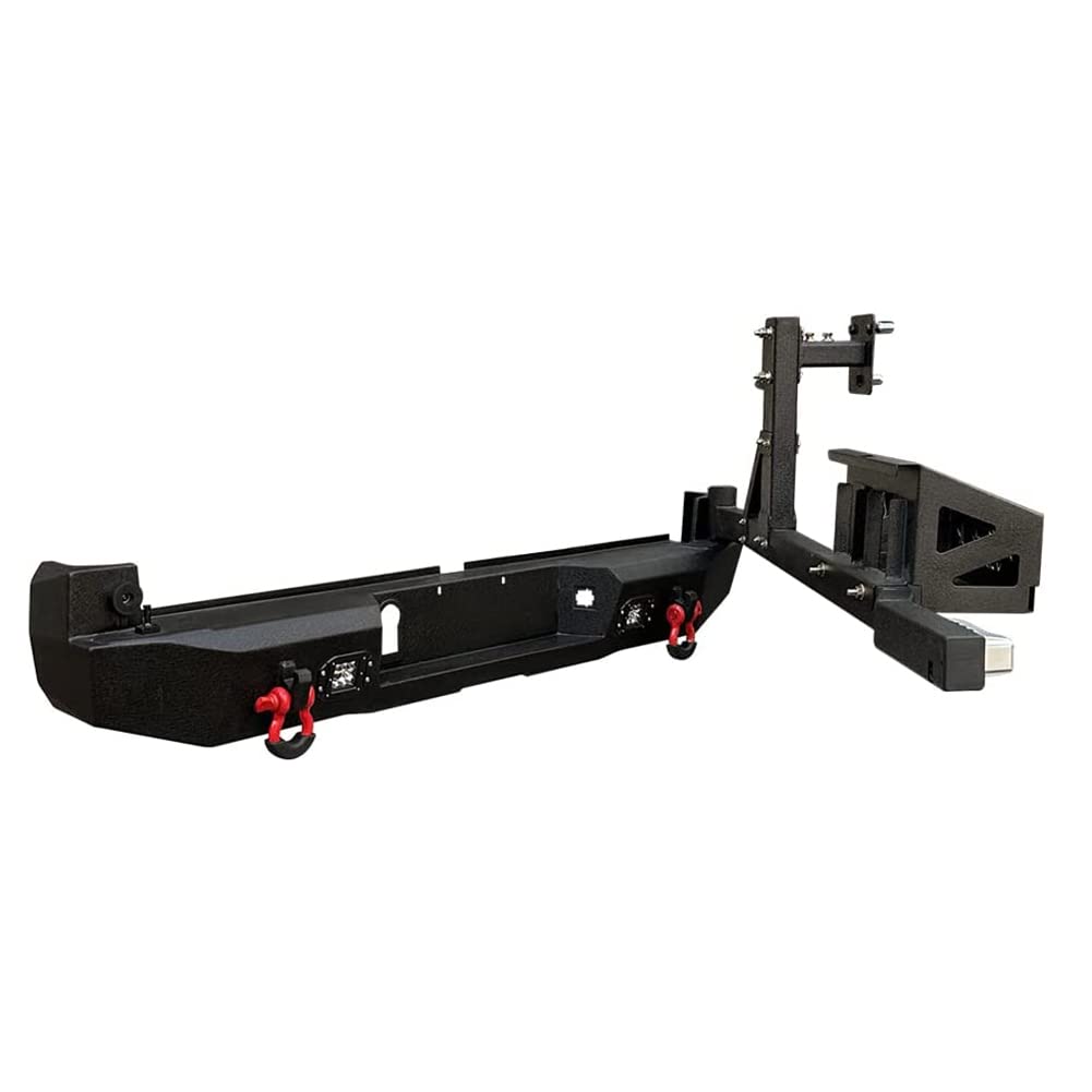Ronghui Compatible with 2016-2023 3rd Gen Tacoma Rear Bumper with LED Lights and D-Rings and Tire Carrier