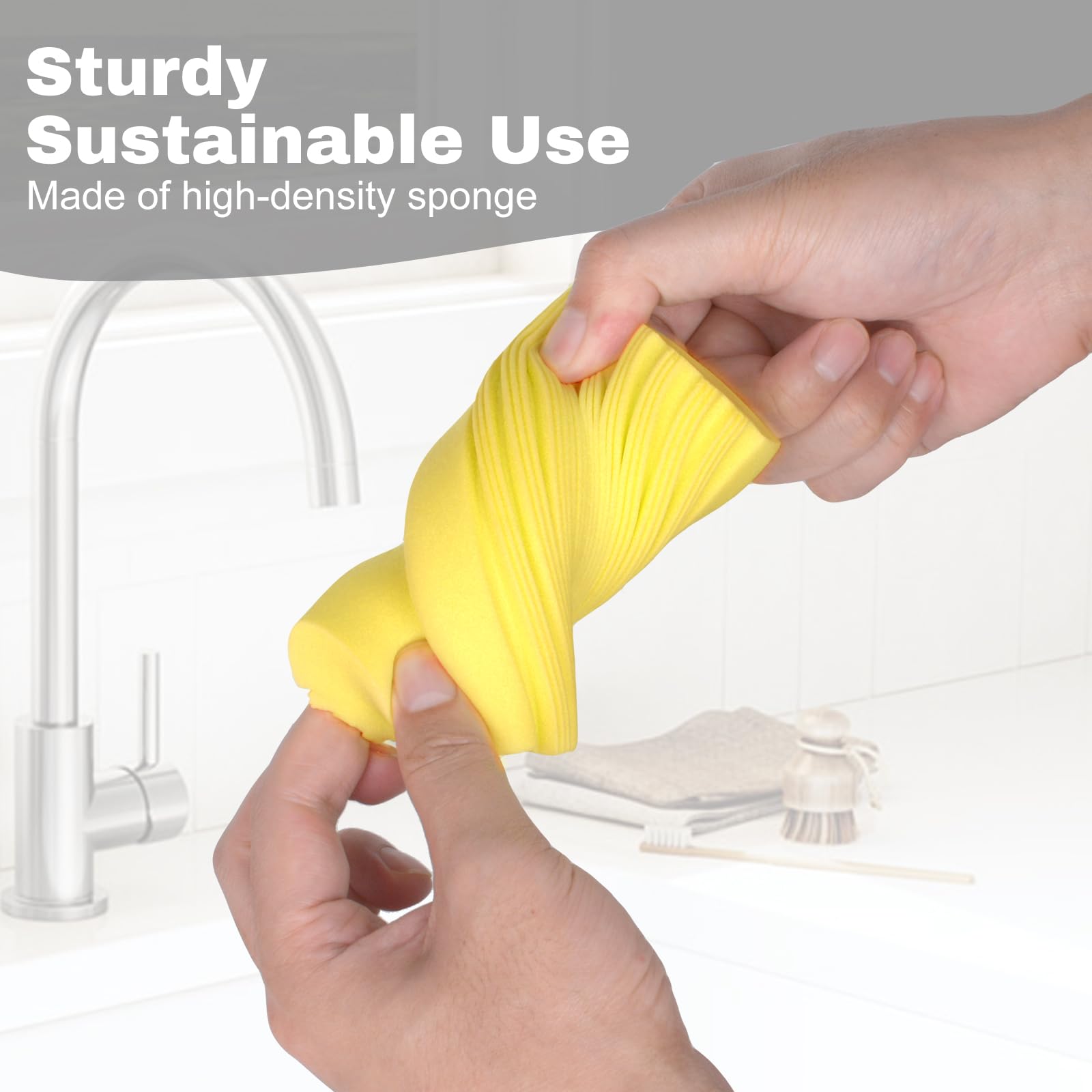 Fikoksol 4pcs Damp Dusting Sponge Yellow, Household Clean Sponges Duster for Cleaning Baseboards Blinds, Vents, Window Trunk, Scrub Magic Sponge Eraser Reusable Wet Sponges Cleaning Supplies Tool