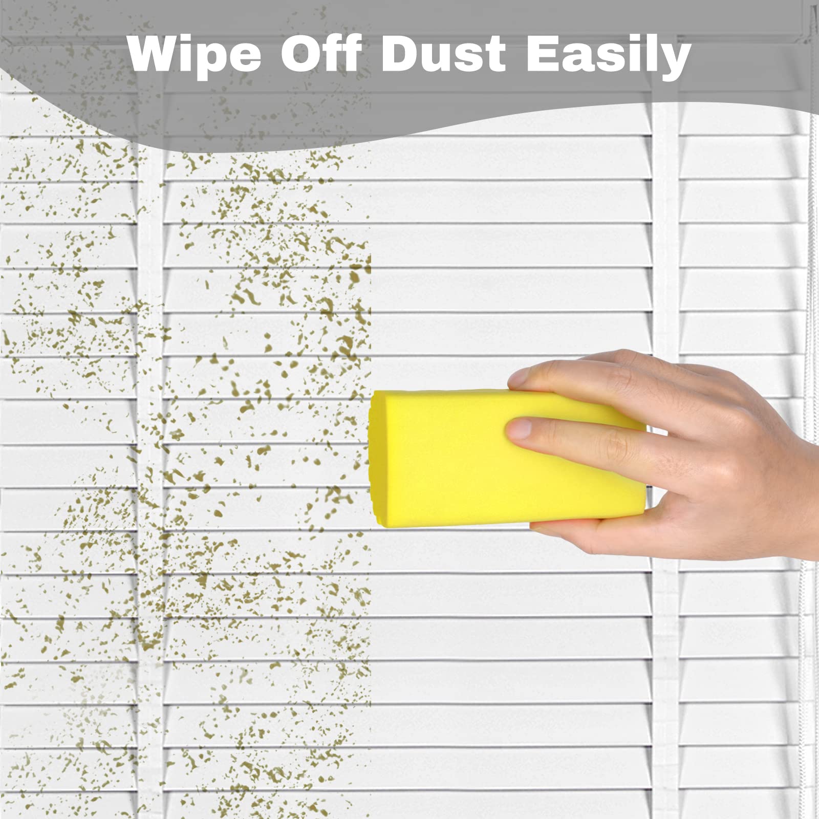 Fikoksol 4pcs Damp Dusting Sponge Yellow, Household Clean Sponges Duster for Cleaning Baseboards Blinds, Vents, Window Trunk, Scrub Magic Sponge Eraser Reusable Wet Sponges Cleaning Supplies Tool