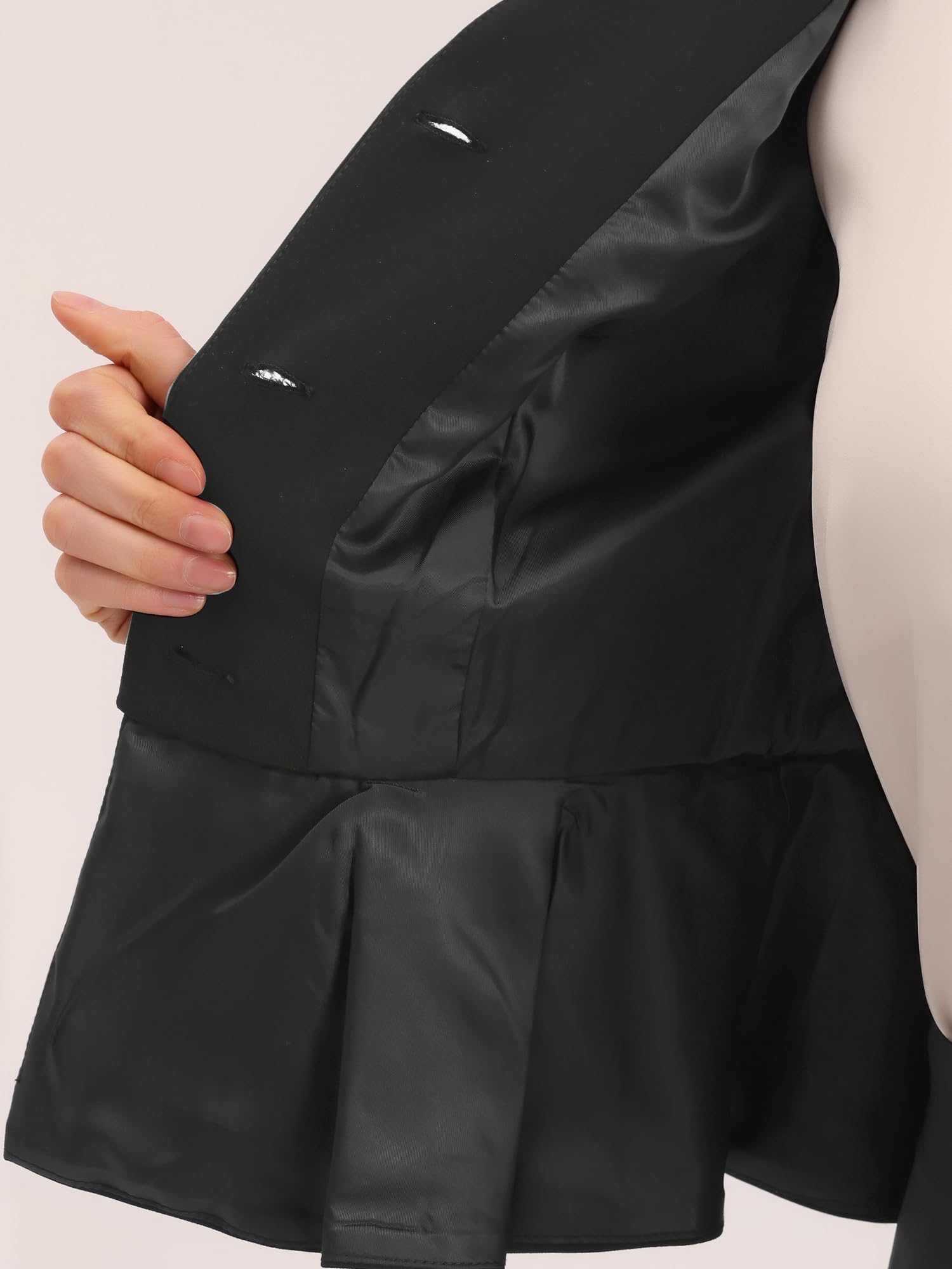 Allegra K Business Suit Sets for Women's 2 Piece Outfits Collarless Peplum Blazer Formal Pencil Skirt Suit Small Black