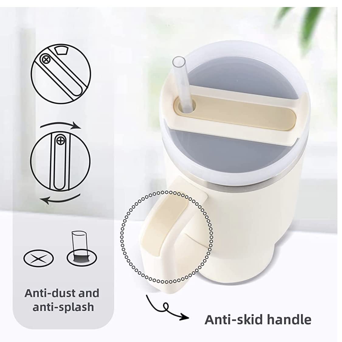 Budget Friendly Quencher Stainless Steel Reusable Vacuum Insulated 40 oz Tumbler with Leak Resistant Lid, Handle and Straw for Water, Iced Tea or Coffee… (Rose Quartz)