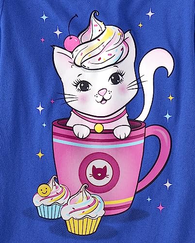 The Children's Place Girls Assorted Everyday Long Sleeve Graphic T-Shirts Cool Cobalt Cat XX-Large