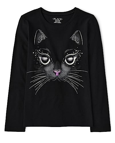 The Children's Place,Long Sleeve Halloween Graphic T-Shirt,Black,XLarge (14)