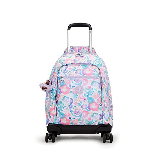 Kipling New Zea 15" Printed Laptop Rolling Backpack Aqua Flowers