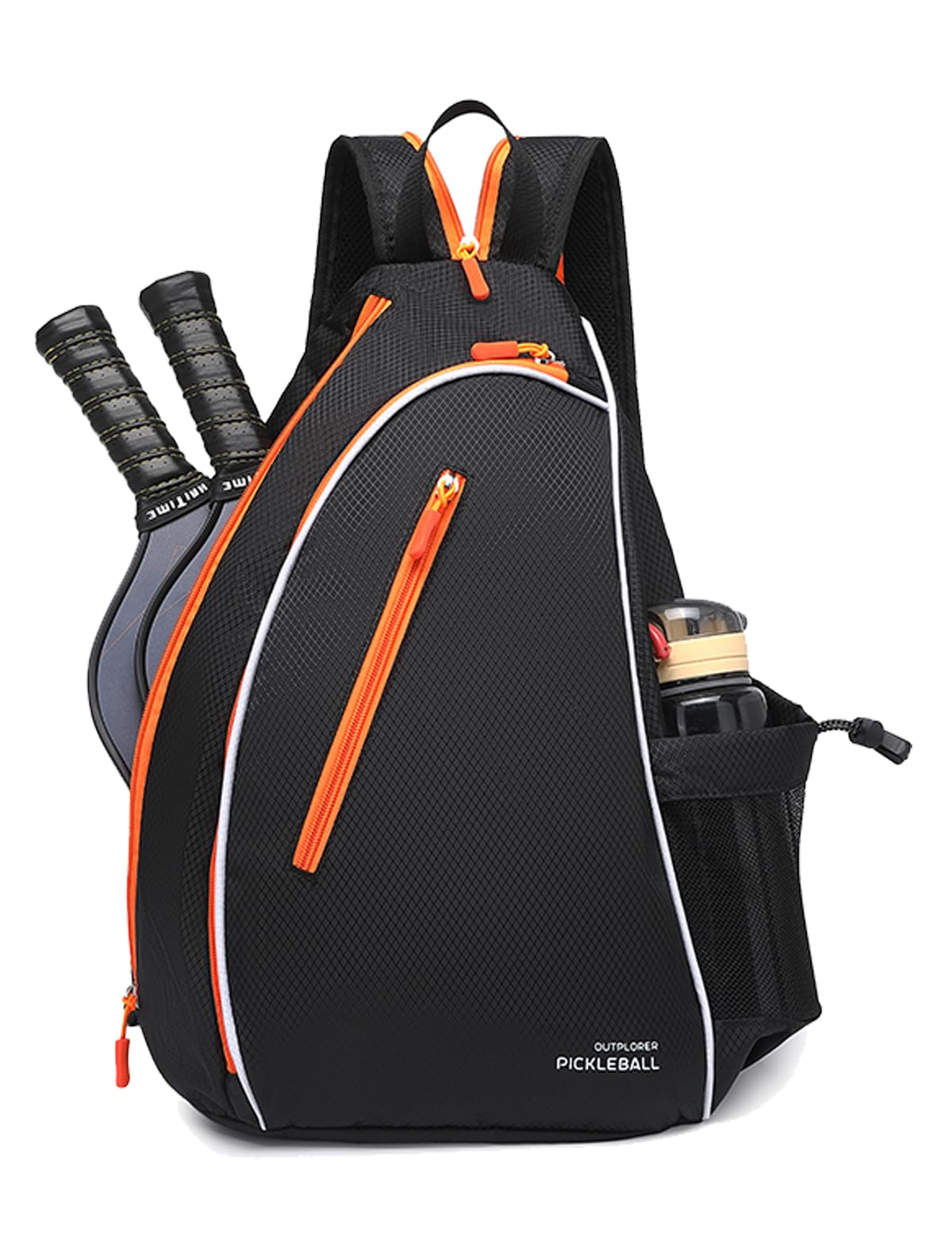 OUTPLORER Pickleball Bag for Men Women Pickleball Backpack Reversible Crossbody Sling Bag Sports Pickleball Sling Bag Adjustable Pickleball Backpack with Fence Hook (05Black)