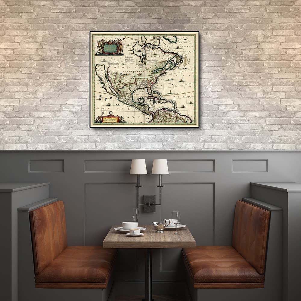 HomeRoots 16" X 20" Vintage 1652 Map Of Early North America Wall Art