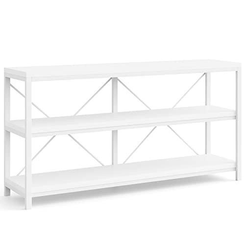 LITTLE TREE 55 Inch Long Sofa Console Table with Storage Shelves, 3 Tiers TV Stand for Living Room
