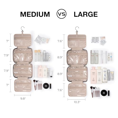 BAGSMART Toiletry Bag Travel Bag with Hanging Hook, Water-resistant Makeup Cosmetic Bag Travel Organizer for Accessories, Shampoo, Full Sized Container, Toiletries (Purple, Large)