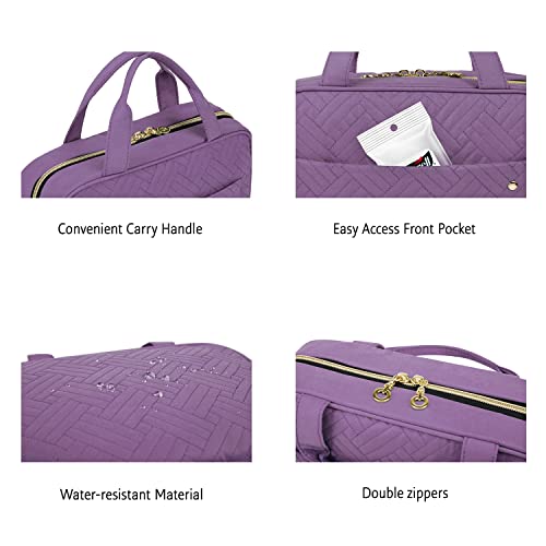BAGSMART Toiletry Bag Travel Bag with Hanging Hook, Water-resistant Makeup Cosmetic Bag Travel Organizer for Accessories, Shampoo, Full Sized Container, Toiletries (Purple, Large)