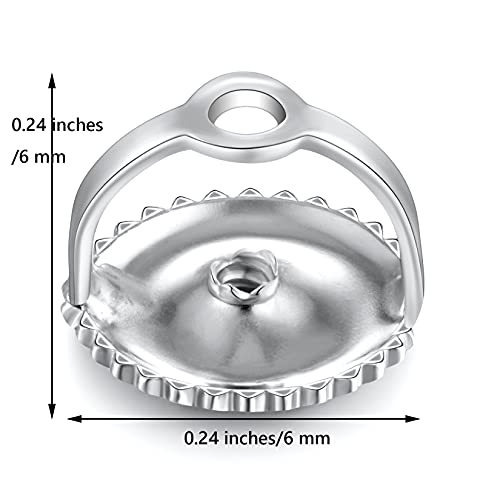 2 Pairs 18k Gold Plated Earring Screw Backs Replacement Sterling Silver Screw On Earring Backs for Diamond Studs, Hypoallergenic Secure Locking Earring Backs for Kid White Gold 6mm