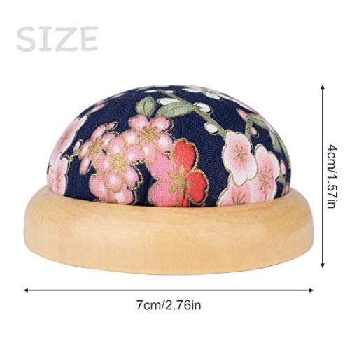 Rolybag Pin Cushion, Wooden Base Needle Pincushions Japanese Style Round Pin Cushion for Sewing Needle Holders or DIY Crafts
