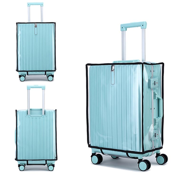 3 Pieces Clear Luggage Covers for Suitcase TSA Approved PVC Waterproof Luggage Protector Suitcase Cover for Travel Packing (Black Border, 20'')