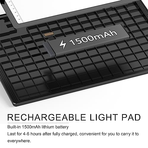 ANALOI A4 Light Box, LED Light Tracing Pad Rechargeable, Portable Light Copy Board for Diamond Art Painting, 6 Levels Stepless Dimming Drawing Tracking Light Pad, Artistic Design Sketching