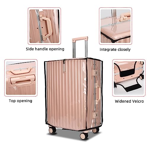 3 Pieces Clear Luggage Covers for Suitcase TSA Approved PVC Waterproof Luggage Protector Suitcase Cover for Travel Packing (Black Border, 20'')