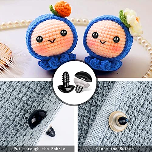 800 Pcs Safety Eyes Black Plastic Eyes with Washers for Stuffed Crochet Animal Crafts Doll Making Supplier Bulk (4 Sizes)