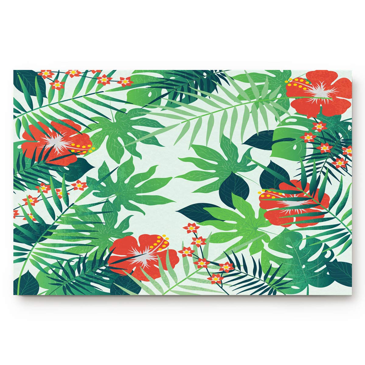 Floral Doormats inch, Non Slip Door Mat with Rubber Backing, Low Profile Floor Rugs for Kitchen, Bedroom, Entryway, Home, Blooming Red Flowers and Green Leaves Summer 18"x30"