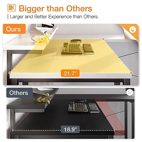 ODK L Shaped Desk with Monitor Stand, 54 Inch Home Office Desks with Storage Printer Shelves, Reversible Corner Gaming Desk with Bookshelf for Bedroom, White