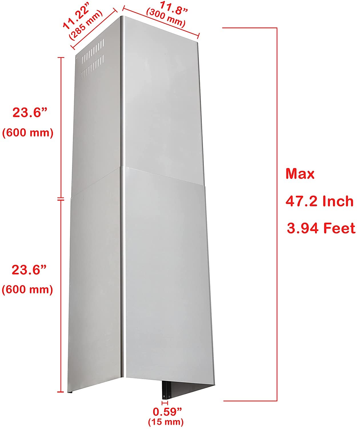 HTH HTHomeprod 30 Inch Wall Mount Range Hood Stainless Steel Chimney Extension Duct Cover Up to 10ft. Ceiling