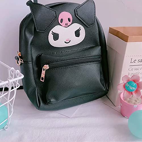 Cartoon Anime Mini Backpack with key chain Cute PU Shoulder Bags Cosplay Handbag for Girls (Black 1)