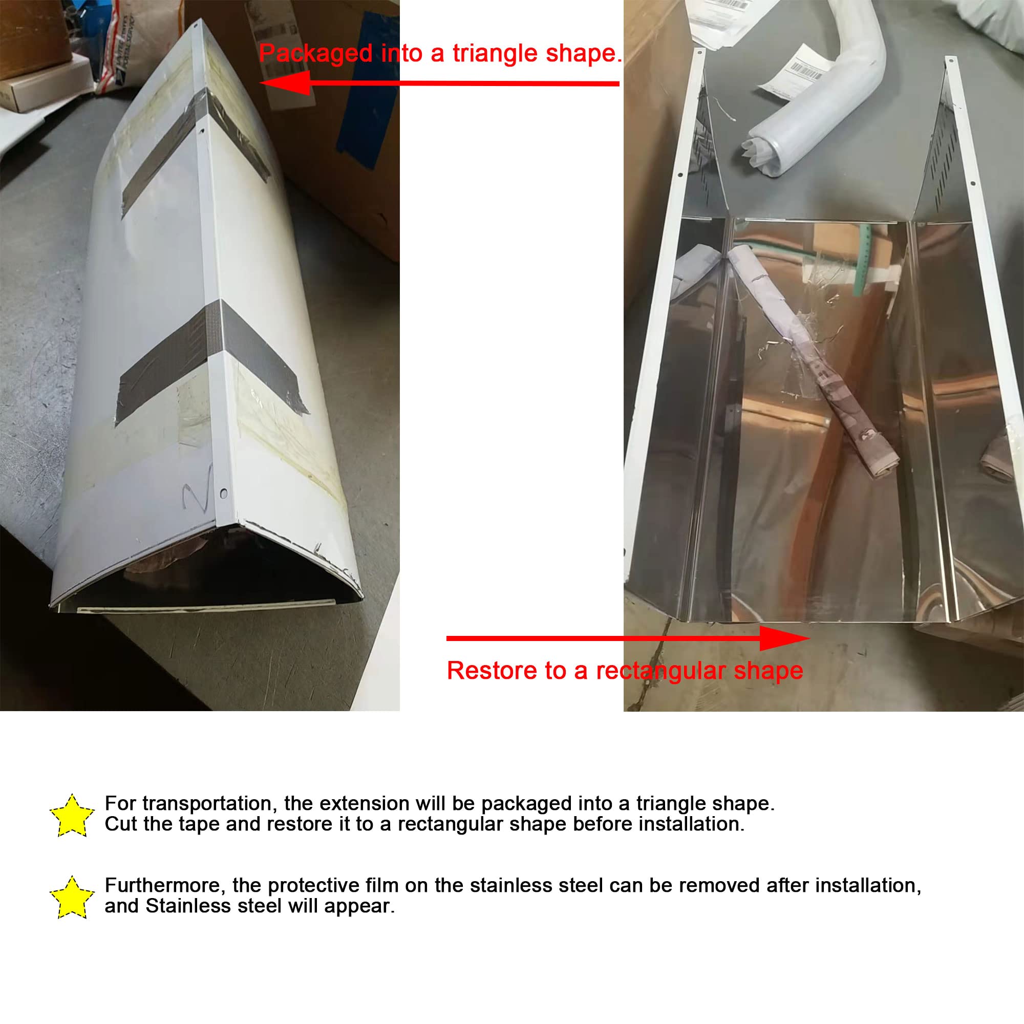 HTH HTHomeprod 30 Inch Wall Mount Range Hood Stainless Steel Chimney Extension Duct Cover Up to 10ft. Ceiling