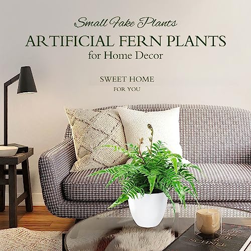 NOUKOW 14" Small Fake Boston Ferns Artificial Plants for Home Decor intdoor Fake Potted Plants for Office Desk Farmhouse Room Decor