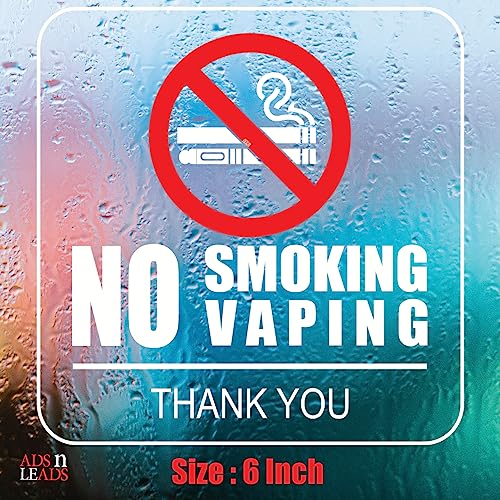 A&L No Smoking No Vaping Vinyl Sticker Decal No Smoke/Vape Informative Sign for Store Front Restaurant Business Building Shop Indoor and Outdoor 6 inch (No Smoking)