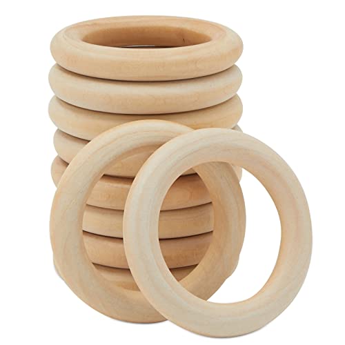 30 Pack 3 Inch Wooden Rings for Crafts, Macrame, Crochet, DIY Jewelry Making