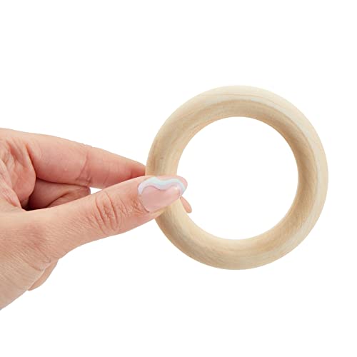 30 Pack 3 Inch Wooden Rings for Crafts, Macrame, Crochet, DIY Jewelry Making