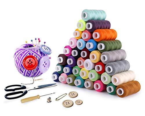 Luxbon Sewing Threads Kits 36 Colors Polyester 250 Yard Each Spools Sewing Thread Embroidery Machine Threads Quilting Thread for Hand Sewing/Machine Sewing