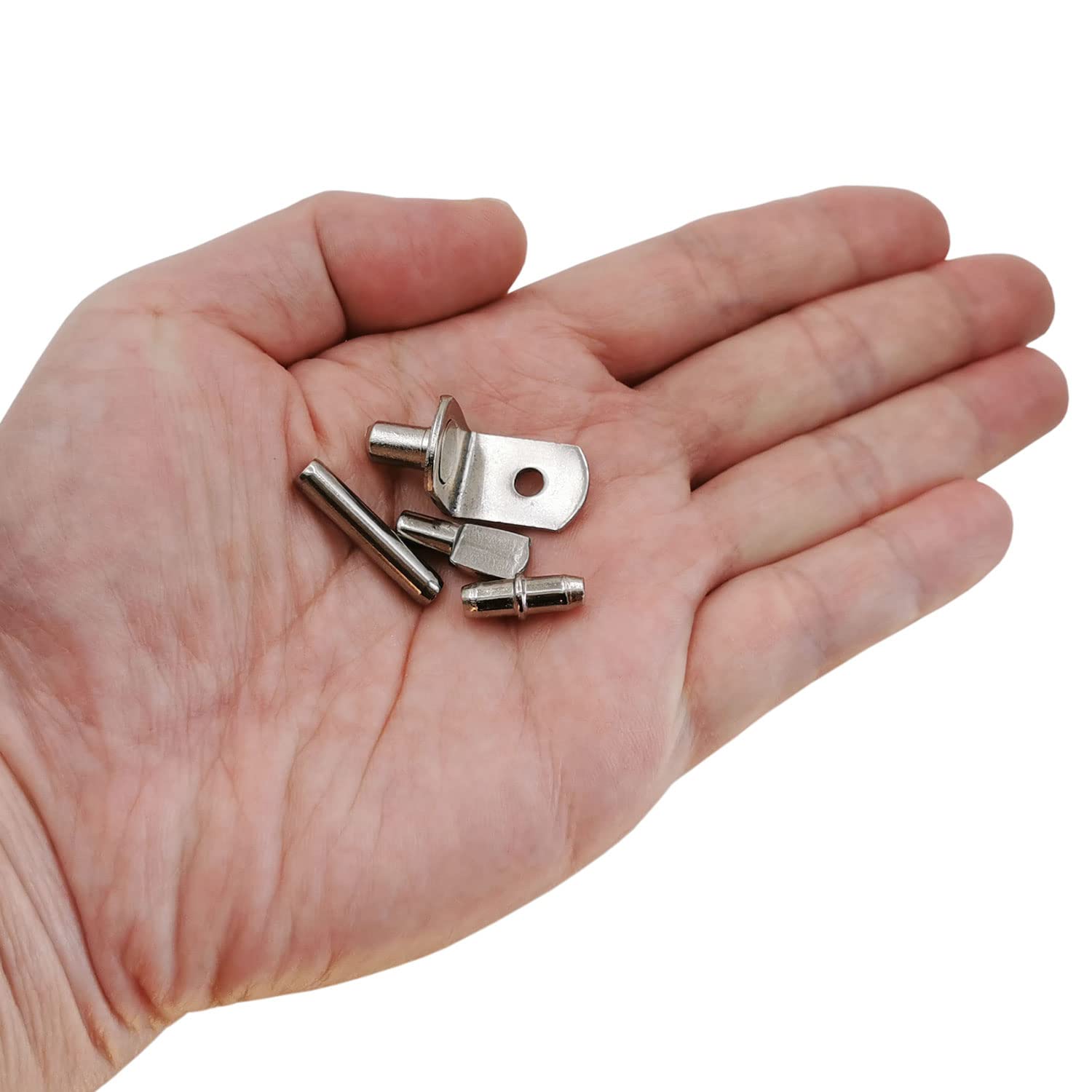 Shelf Support Pegs Kit, 94 Pcs 4 Styles Shelf Pegs, 5mm Nickel Plated Cabinet Shelf Bracket Pegs, Shelf Pins Holders for Bookcase Kitchen Closet Shelf Shelves Furniture Cabinet
