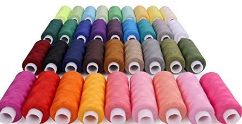 Luxbon Sewing Threads Kits 36 Colors Polyester 250 Yard Each Spools Sewing Thread Embroidery Machine Threads Quilting Thread for Hand Sewing/Machine Sewing