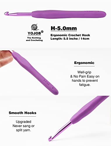 1Pack Size H / 5.0mm Crochet Hook, Super Smooth & Ergonomic for Beginner and Advanced (5.0mm-H)